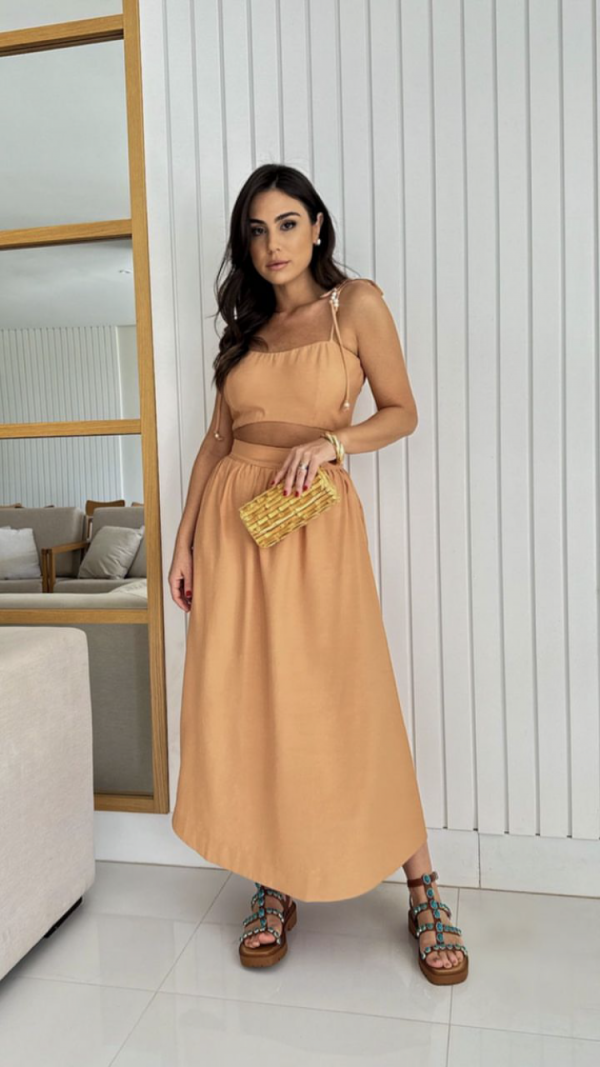 Conjunto Paula Viscose Bege marca Olivia - Sarez Store